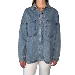 Women's Denim Shacket With Front Pockets - Miou Muse : Target