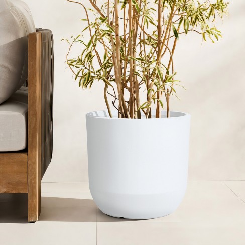 Luxenhome 14.6-inch Round Smooth Finish White Mgo Planter : Target