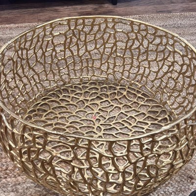 Cortlandt Modern Handcrafted Aluminum Mesh Coffee Table Gold ...