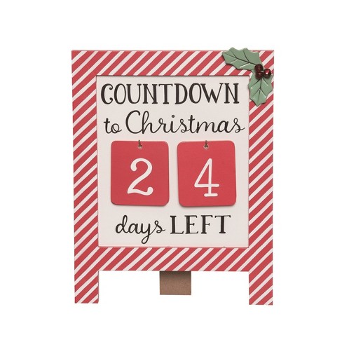 Transpac Wood 11.81 In. Multicolor Christmas Candy Stripe Countdown ...