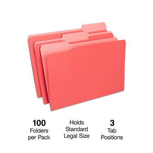 Staples Colored Top-tab File Folders 3 Tab Red Legal Size 100/pack ...