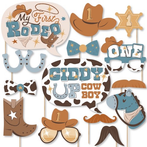 My First Rodeo - Little Cowboy 1st Birthday Party Photo Booth Props Kit ...