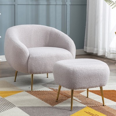 Modern Comfy Leisure Accent Chair Teddy Short Plush Particle Velvet ...