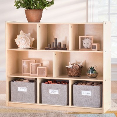 Guidecraft Edq 3-shelf 8-compartment Storage 36" - Natural: Kids ...