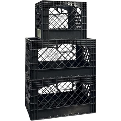 Juggernaut Storage: Milk Crate 3pk Bundle - Black - 16Qt & (2) 24Qt ...