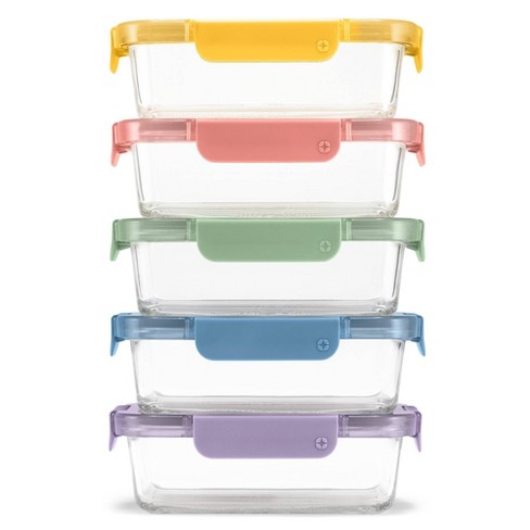 Ello 10pc Color Lock Meal Prep Food Storage Container Set: Glass, Oven ...