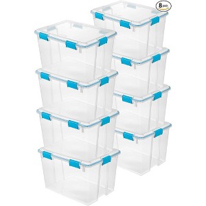 Sterilite 8-Pack 80 Qt Heavy-Duty Gasket Storage Boxes with Latching ...