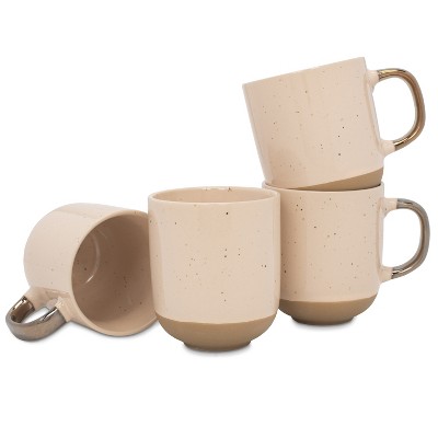 Elanze Designs Speckled 16 ounce Ceramic Mugs With Metallic Handle Set ...