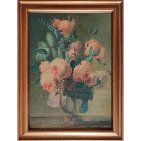 12" X 16" Antique Floral Framed Canvas Board Olive Green - Threshold ...