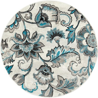 Home Dynamix Boho Odesa Modern Floral Area Rug, Ivory/aqua, 5'2" Round ...
