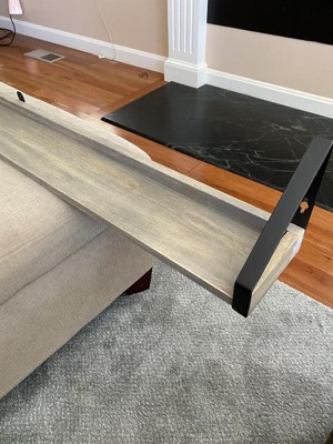 48" Solid Wood Ledge Wall Shelf With Rustic Metal Bracket Walnut ...