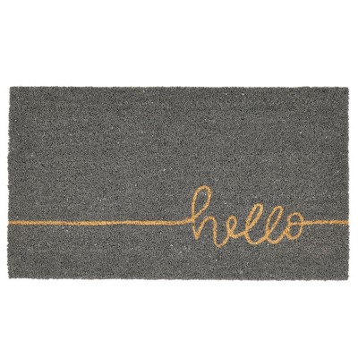 Mdesign Welcome Doormat With Natural Fibers Script Hello - Gray/natural ...