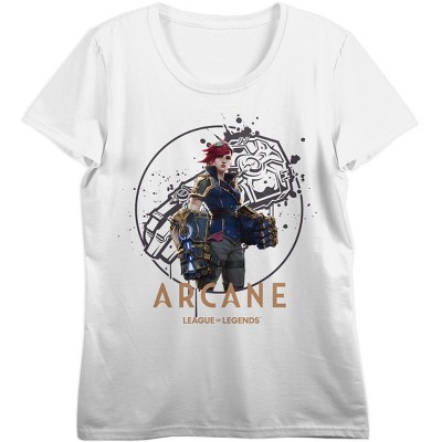 League Of Legends Arcane Vi Gauntlet Icon Women’s White Crew Neck Short ...