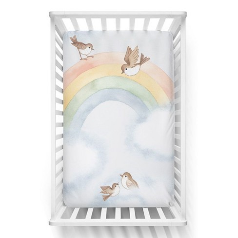 Mini Crib Sheet - 100% Cotton - Rainbow And Birds By Rookie Humans ...