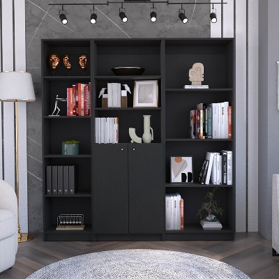 Xiyuyeu 3 Piece Bookcase Set 67" Wide Storage Cabinet Bookshelf With 12 ...
