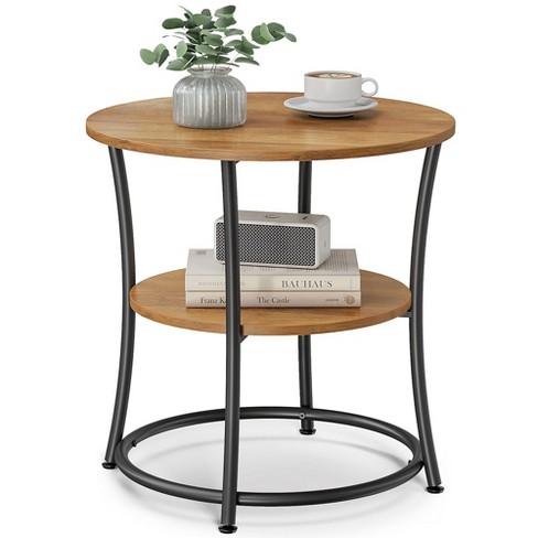 Vasagle Side Table, Round End Table With 2 Shelves , Nightstand ...