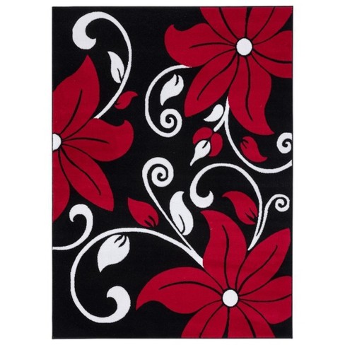 Luxe Weavers Floral Modern Red 8x10 Area Rug For Living Rooms : Target