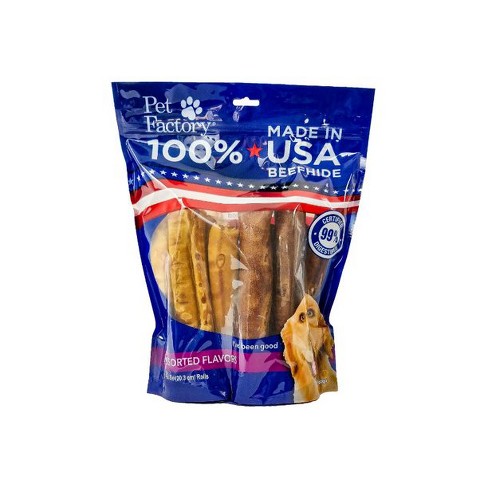 Pet Factory Made In Usa Beefhide Rolls Assorted Flavors (beef & Chicken ...