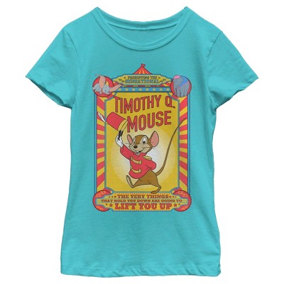 Girl's Dumbo Timothy Q. Mouse Circus Poster T-shirt - Tahiti Blue ...