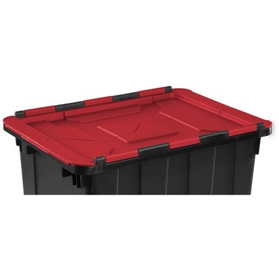 Sterilite 12 Gal Hinged Lid Industrial Tote, Stackable Storage Bin With ...