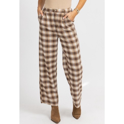 Women's Plaid Print Straight Leg Pants - Le Lis M : Target