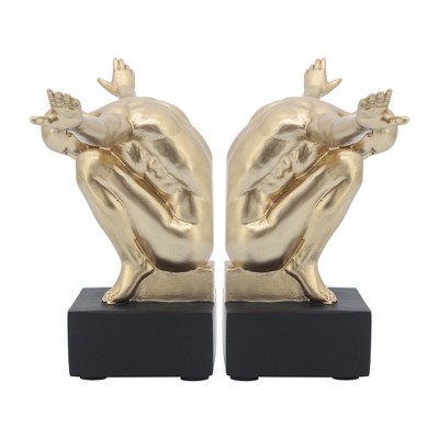 Sagebrook Home Set of 2 Gold and Black Bookends - Contemporary ...