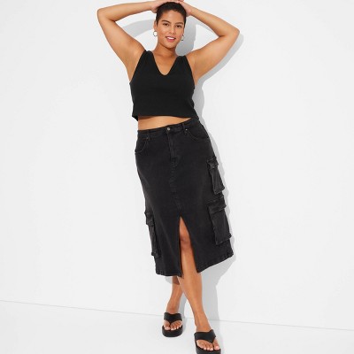 Women's Reversible Rib Tiny Tank Top - Wild Fable™ Black 1x : Target