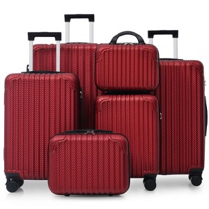 6-Piece ABS Hardshell Luggage Set with Spinner Wheels TSA Lock and Side ...