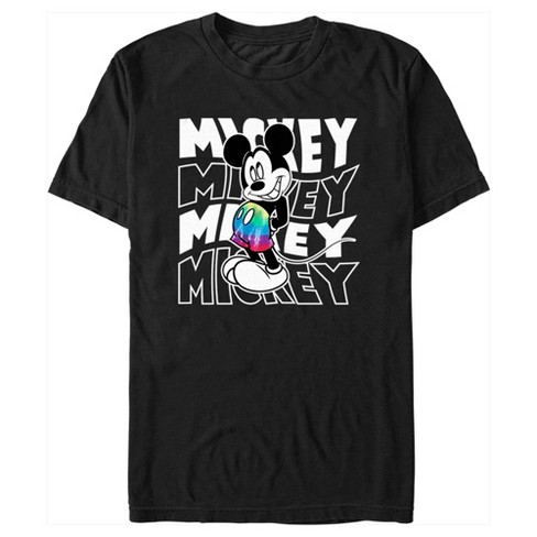Men's Mickey & Friends Wavy Name Stack T-shirt - Black - Large : Target