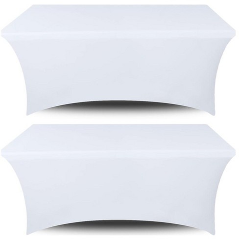 White Classic Spandex Stretchable Tablecloth For 8 Feet Table - Set Of ...