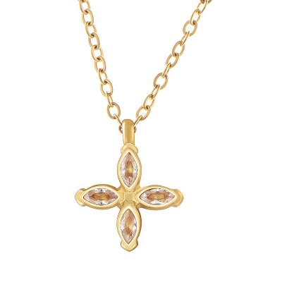 Anna-kaci Women's Stainless Steel Necklace With 18k Gold Plated Cross ...