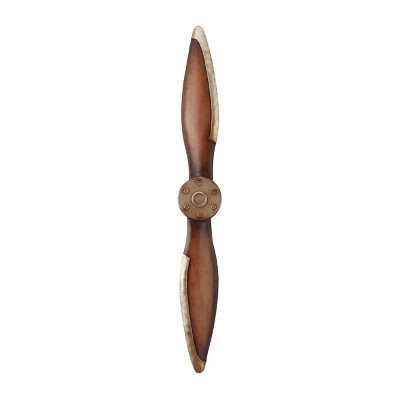 25" X 22" Metal Airplane Propeller 3 Blade Wall Decor With Aviation ...