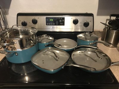 Gotham Steel Aqua Blue 12 Piece Nonstick Cookware Set : Target