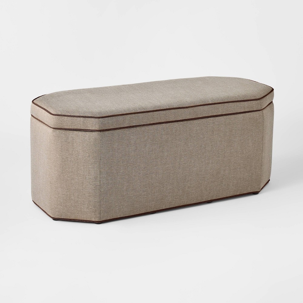 Storage Bench with Twisted Piping Detail Brown Linen - Threshold ...