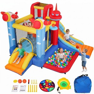 YOUNGFIT Inflatable Bounce House with Slide, 7-in-1 Bouncy Castle with ...