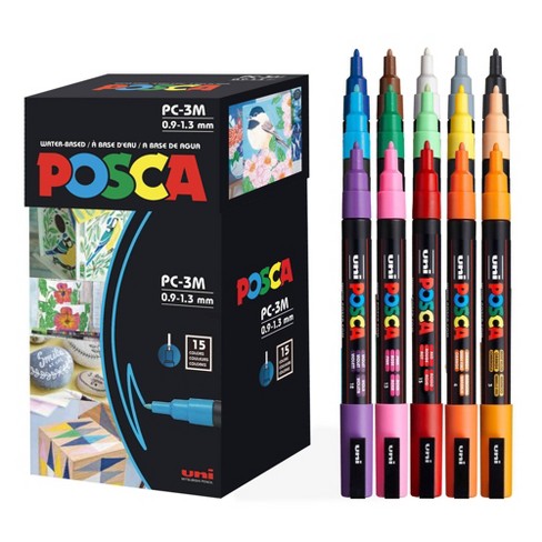 Uniball Posca 15pk Pc-3m Water Based Paint Markers Fine Tip 0.9-1.3mm ...