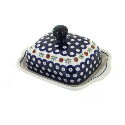 Blue Rose Polish Pottery Nature Square Butter Dish : Target