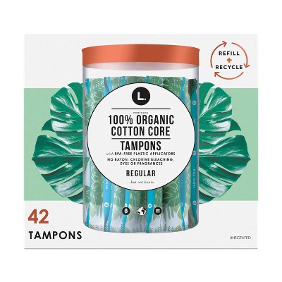 L . Organic Cotton Full Size Refill Tampons - Regular - 42ct : Target