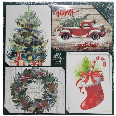 40 Holiday Cards With Self-sealing Envelopes And Stickers - Rustic ...