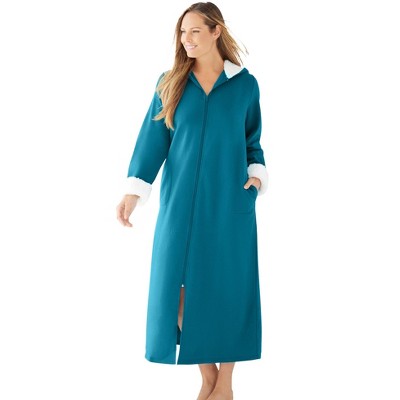 Dreams & Co. Women's Plus Size High Pile Fleece-lined Long Hooded Robe ...