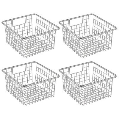 Mdesign Modern Metal Kitchen Basket With Handles, 5.25" High, 4 Pack ...