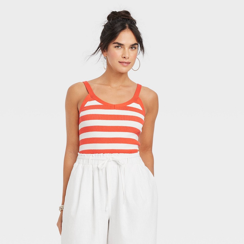 Women's Sweater Tank Top - Universal Thread™ Orange Striped