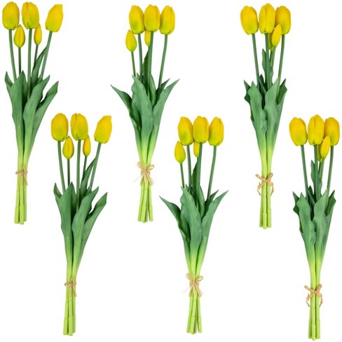 Northlight Real Touch™ Yellow Artificial Tulip Floral Bundles, Set Of 6 ...