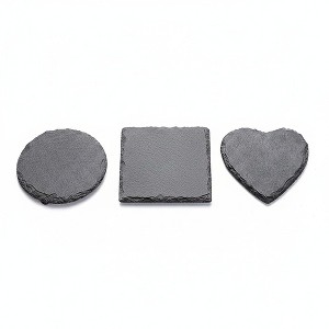 Alilang Natural Slate Stone Coaster Set Assorted Round Square Heart ...