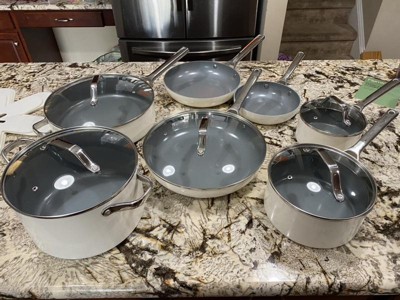 12pc Nonstick Ceramic Coated Aluminum Cookware Set Cream - Figmint ...