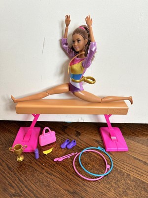 Barbie Gymnastics Playset With Blonde Fashion Doll, Balance Beam, 10 ...