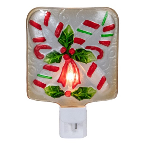 Northlight 6" White And Red Candy Canes Glass Christmas Night Light ...