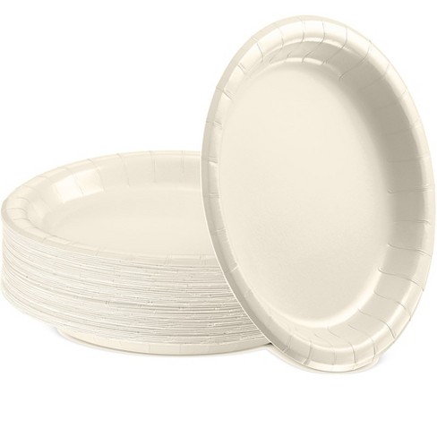 Sparksettings Ivory Disposable Paper Dessert Plates 6 3/4 Inches, Pack ...