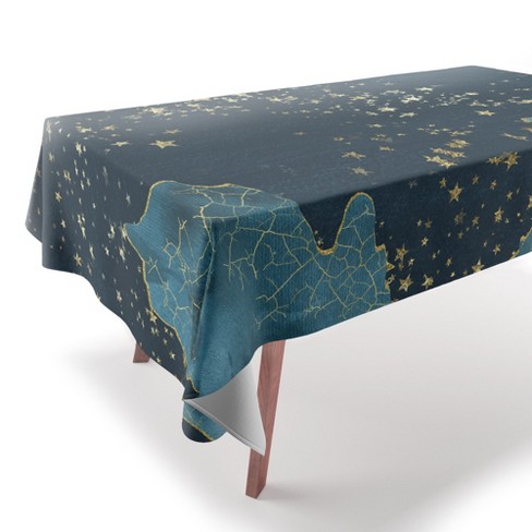 Nature Magick Teal And Gold Mountain Stars - Tablecloth Deny Designs ...