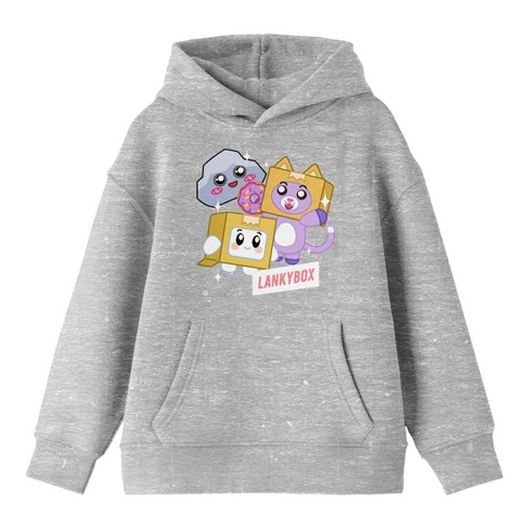 Lankybox Plush Characters Long Sleeve Athletic Heather Youth Hooded ...
